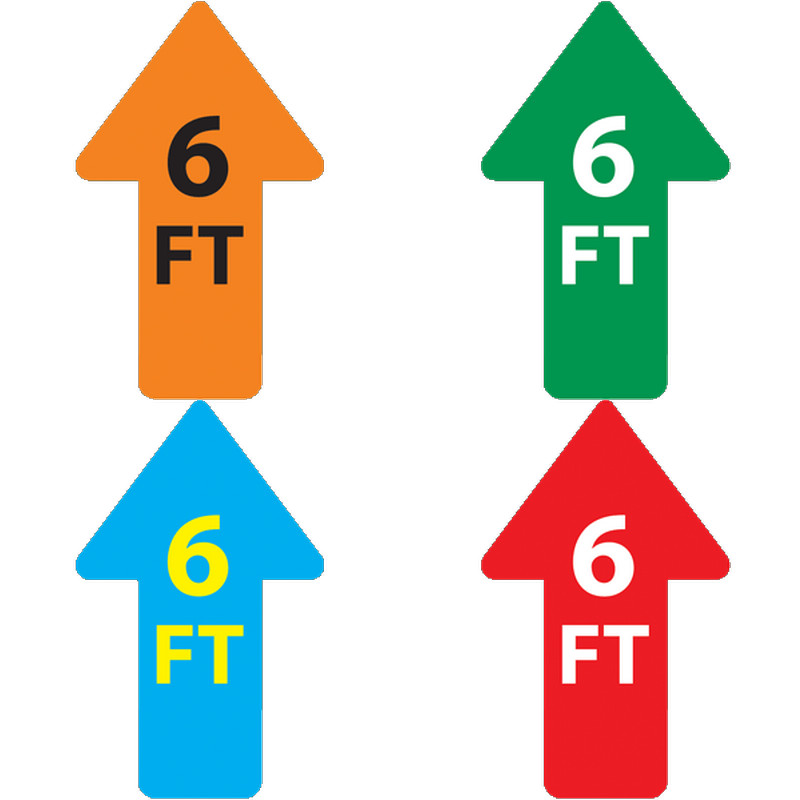 Directional Arrows "6FT" Social Distancing Floor Decals | American ...